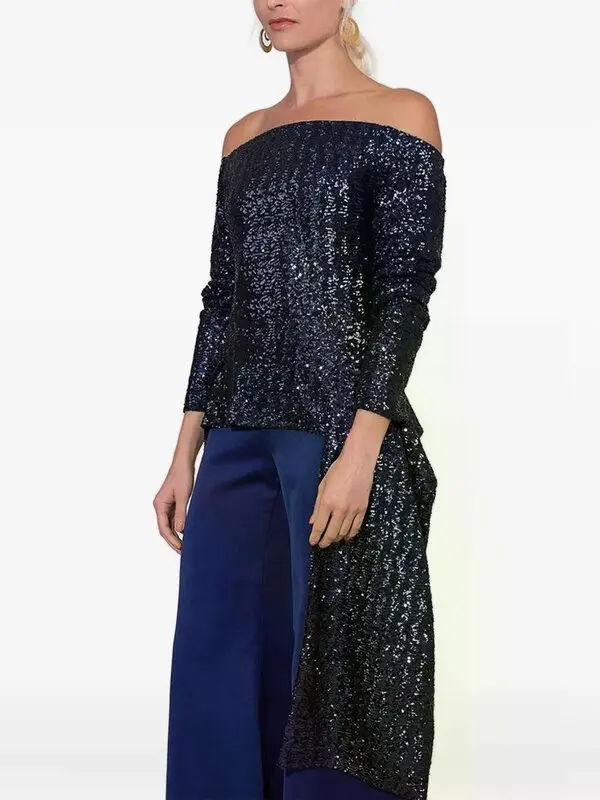 Roland Mouret Sequin-embellished Off-shoulder Top
