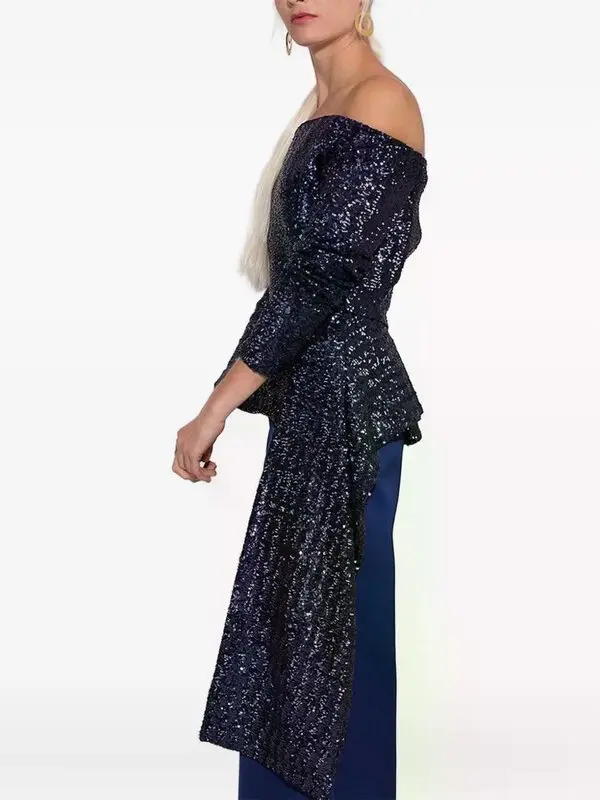 Roland Mouret Sequin-embellished Off-shoulder Top