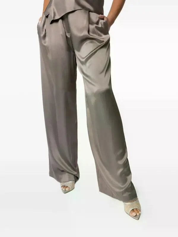 THE SEI Pleated Satin Trousers - Grey