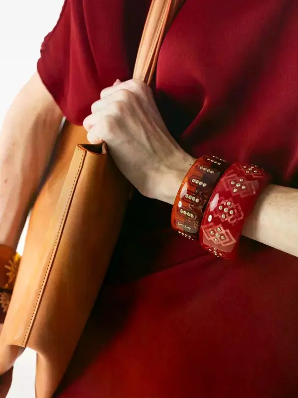 Mark Davis 18k Yellow Gold Bakelite Bracelet - Red