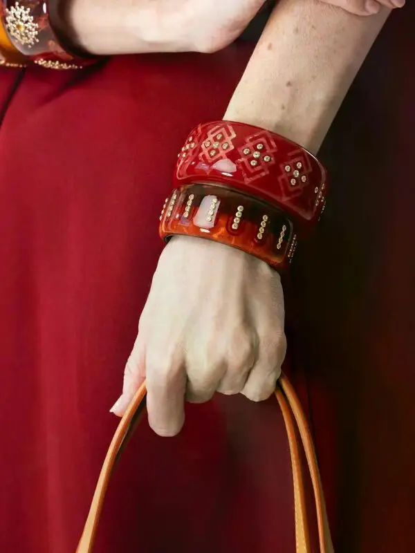 Mark Davis 18k Yellow Gold Bakelite Bracelet - Red