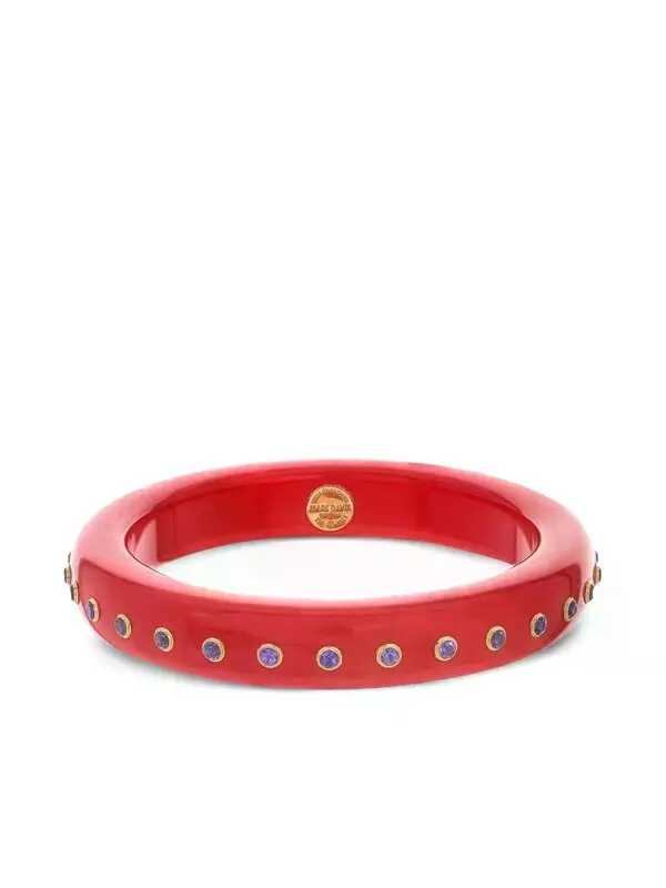 Mark Davis 18k Yellow Gold Amethyst Bakelite Bangle - Red