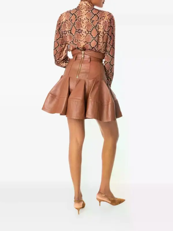 Zimmermann Leather Ruffled Miniskirt