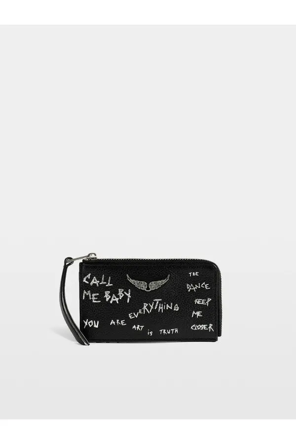 Zadig&Voltaire Zv Card Graffiti Card Holder - Black