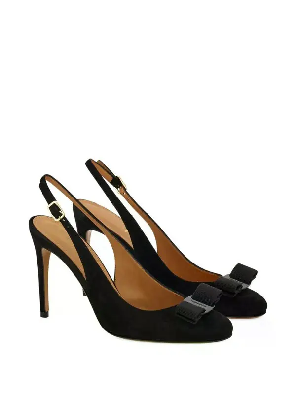 FERRAGAMO Vara Bow Detail Slingback Pumps - Black