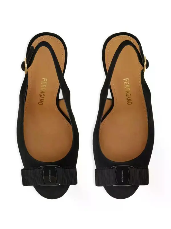 FERRAGAMO Vara Bow Detail Slingback Pumps - Black