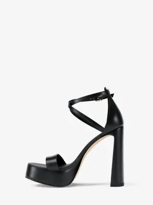 Michael Kors Cami Leather Platform Sandal - Black