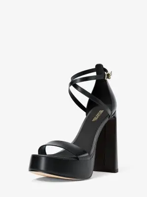 Michael Kors Cami Leather Platform Sandal - Black