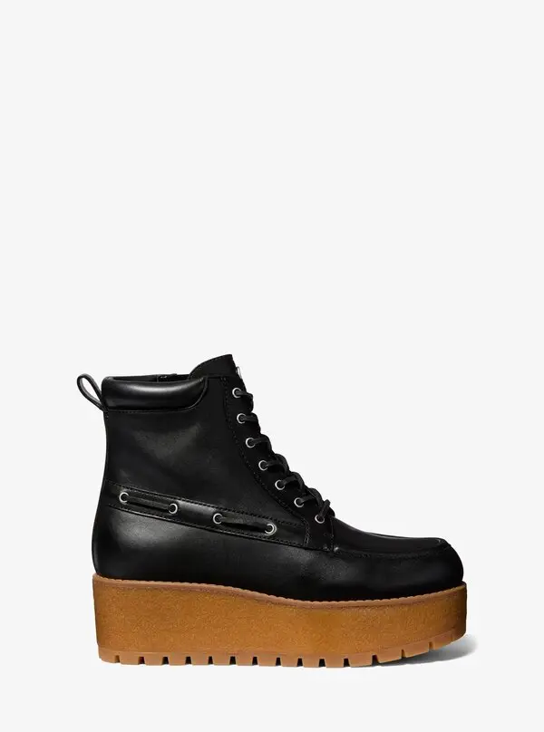 Michael Kors Kenny Leather Platform Lug Sole Boots