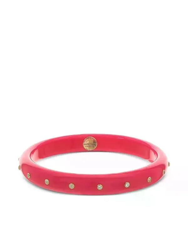 Mark Davis 18k Yellow Gold White Topaz Bakelite Bangle - Red
