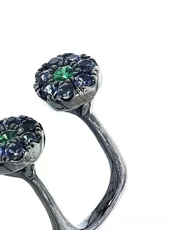 STEFERE 18k White Gold Sapphire And Garnet Ring