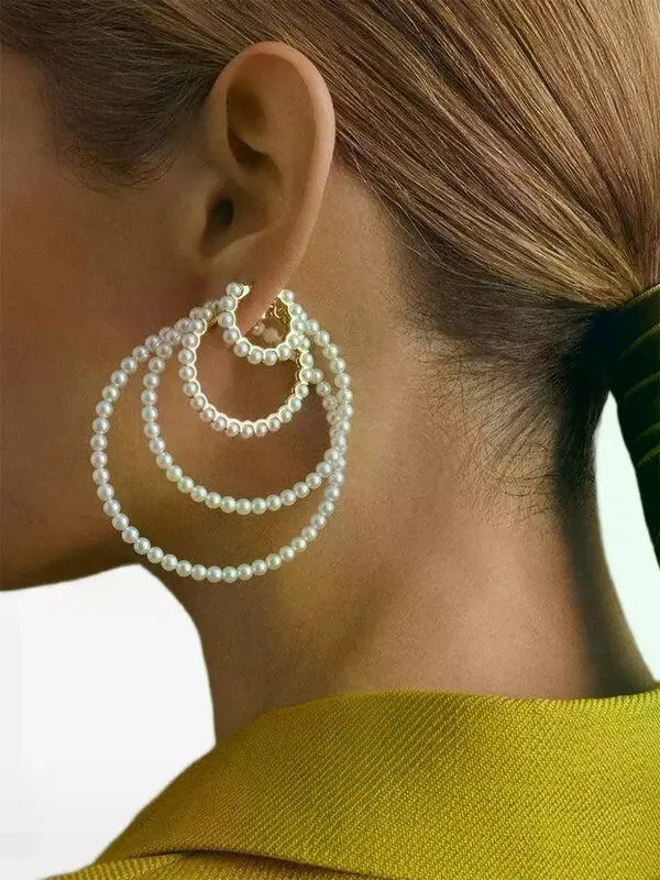 BAGGINS Pearl Hoop Earrings - Neutrals