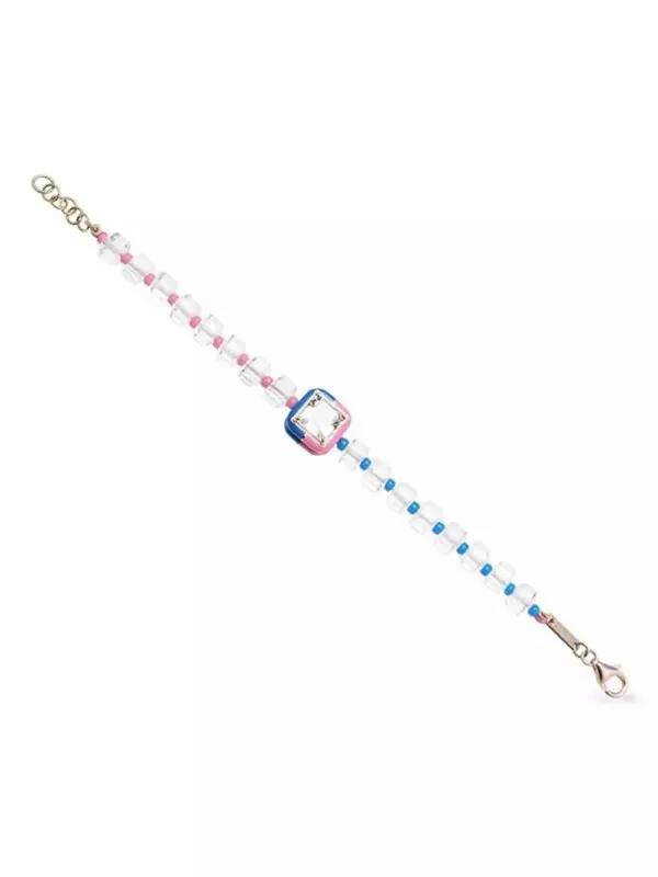 Bea Bongiasca 9k Yellow Gold B Square Beaded Bracelet - Blue