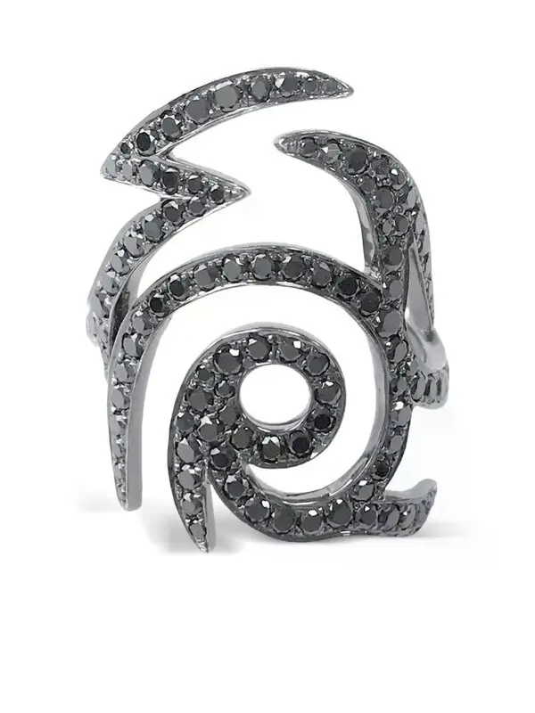 STEFERE 18k White Gold Diamond Spiral Ring - Black