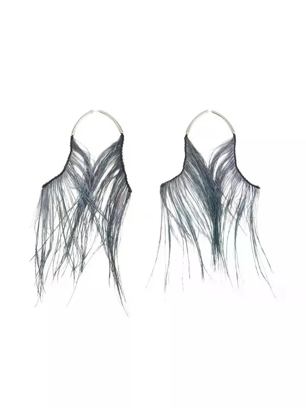 LEMAIRE Feather-embellished Hoop Earrings