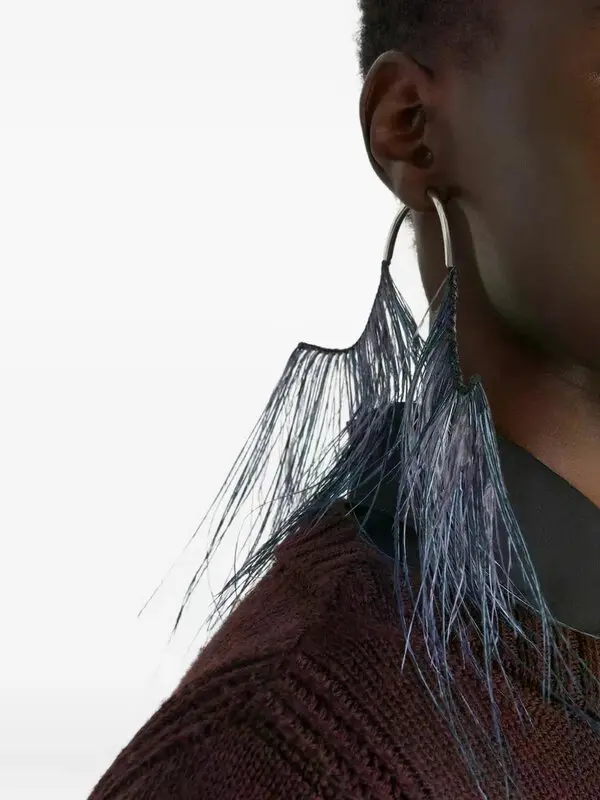 LEMAIRE Feather-embellished Hoop Earrings