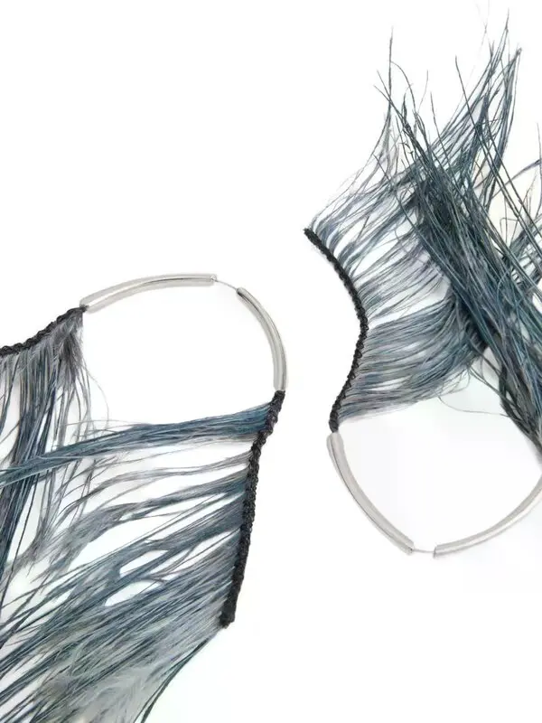 LEMAIRE Feather-embellished Hoop Earrings