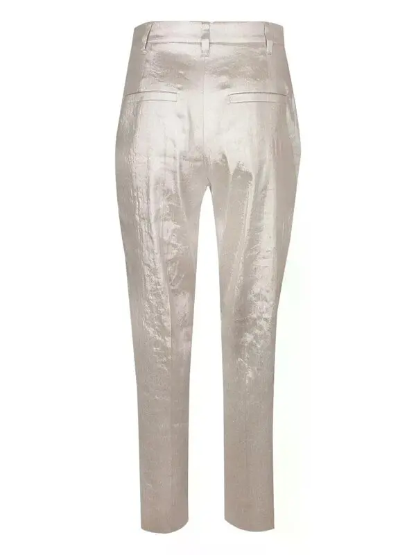 Brunello Cucinelli Metallic Pleated Straight Leg Pants