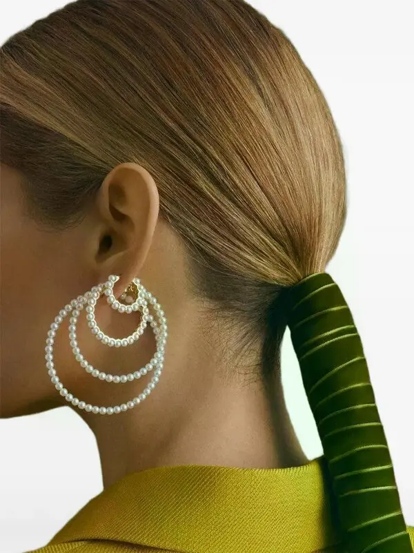 BAGGINS Pearl Hoop Earrings - Yellow