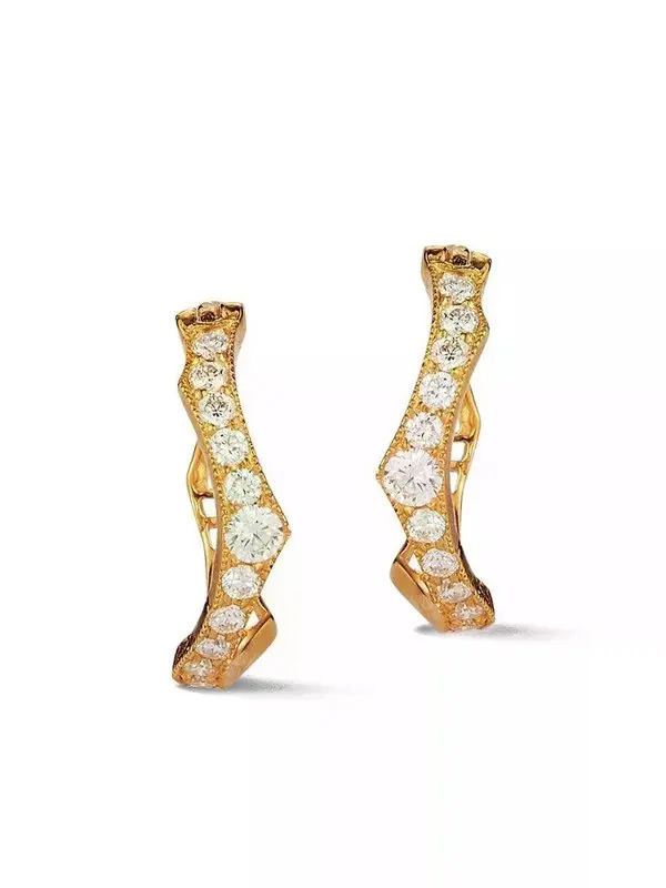 PARULINA 18k Yellow Briar Diamond Huggie Earrings - Gold