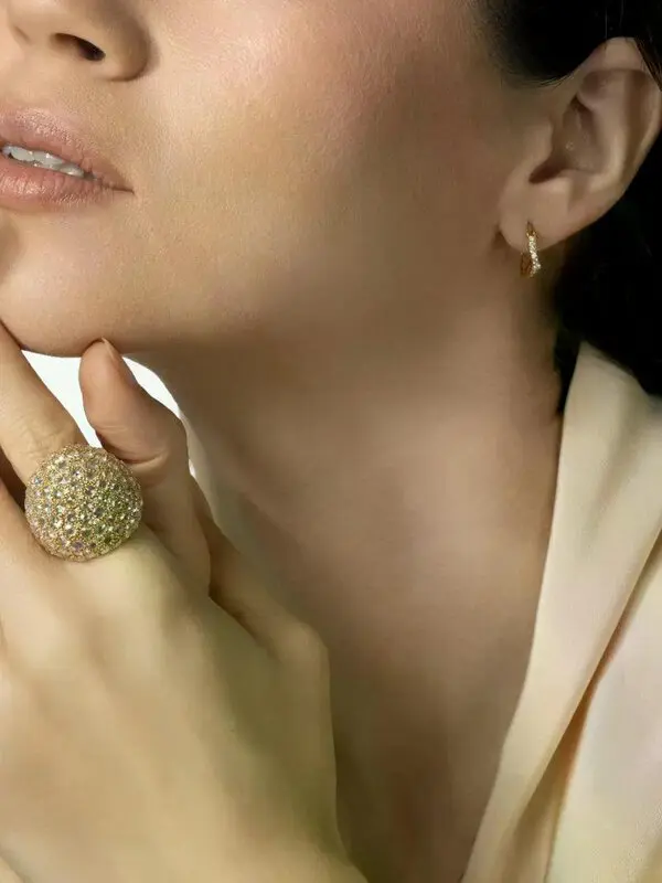 PARULINA 18k Yellow Briar Diamond Huggie Earrings