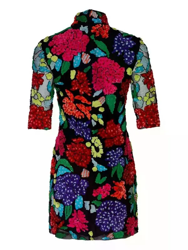 Naeem Khan Beaded Mock-neck Dress