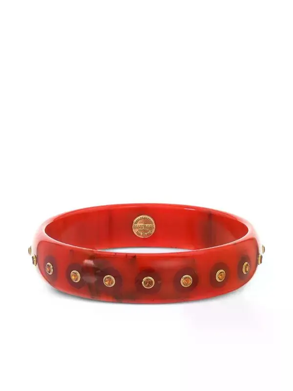 Mark Davis 18k Yellow Gold Citrine Bakelite Bangle - Red