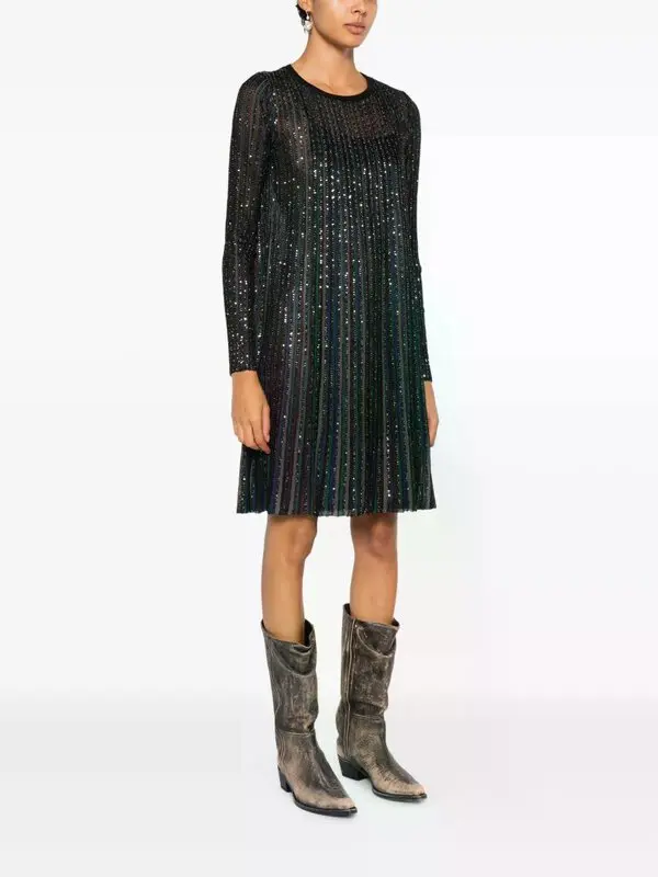 Missoni Striped Embellished Dress - Black