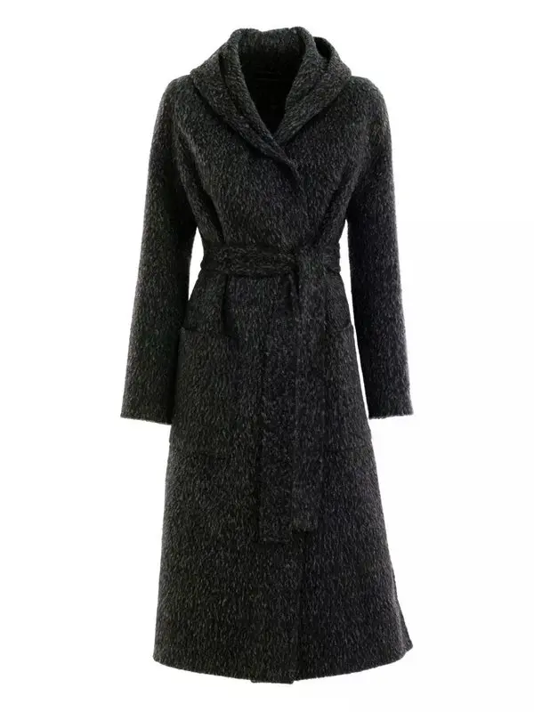 ALMAROSAFUR Hooded Belted Coat