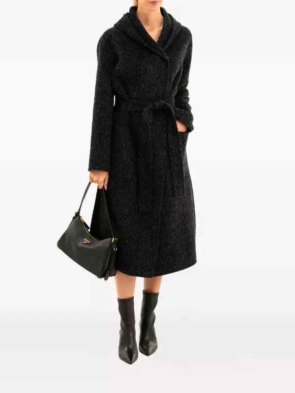 ALMAROSAFUR Hooded Belted Coat