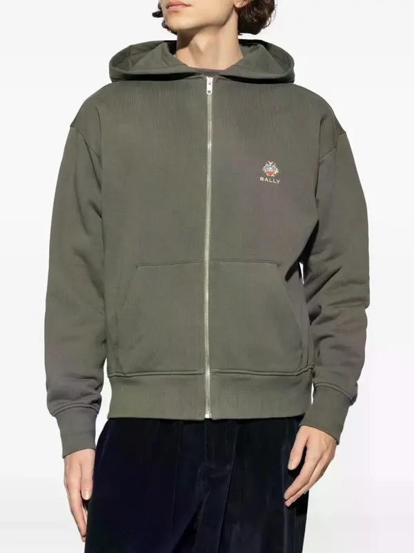 Bally Logo-embroidered Zip-up Hoodie - Green