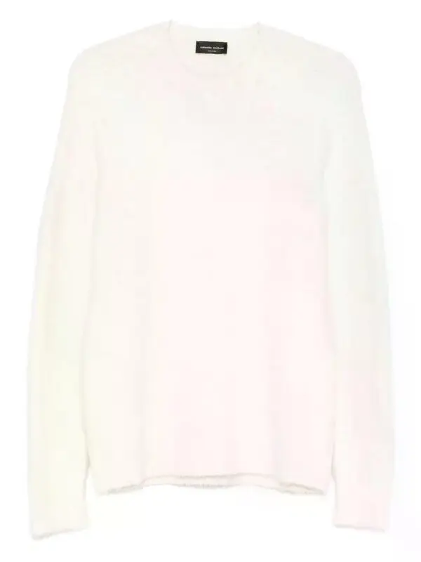 ROBERTO COLLINA Crew-neck Textured Knit Sweater - White
