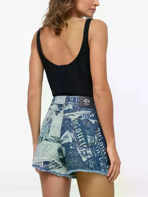 Versace Printed Frayed Hem Shorts