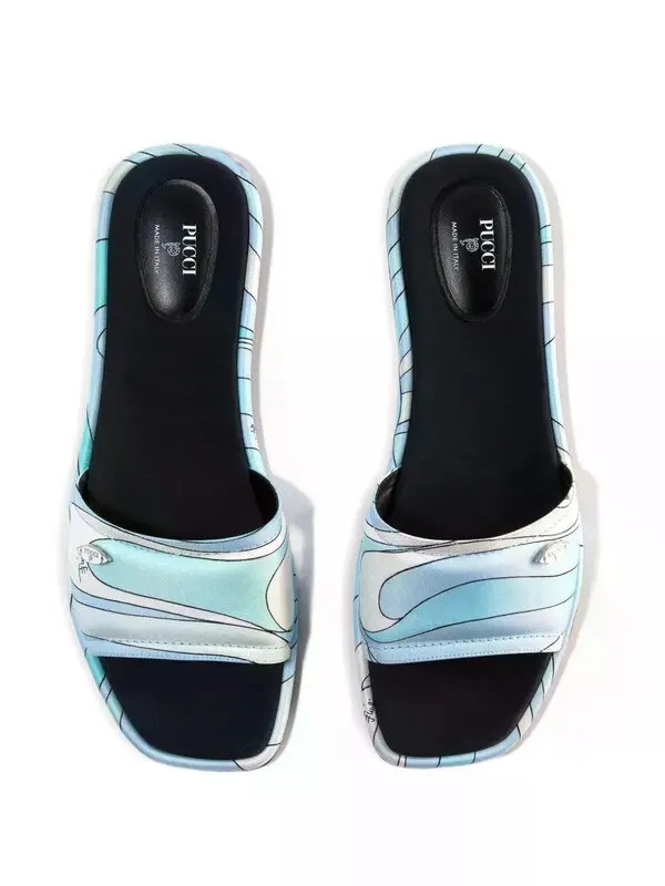 Emilio Pucci Printed Silk Sandals - Blue