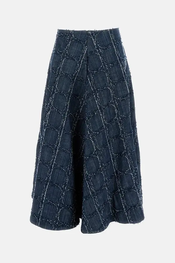 STEFANO MORTARI Wide Denim Midi Skirt