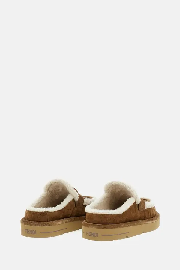 Fendi Suede And Sheepskin Sabots