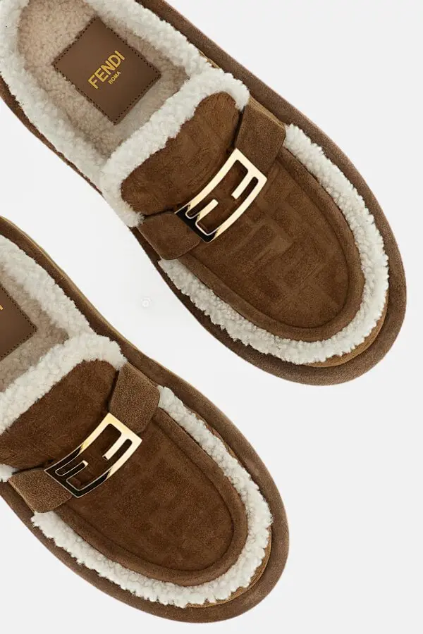 Fendi Suede And Sheepskin Sabots