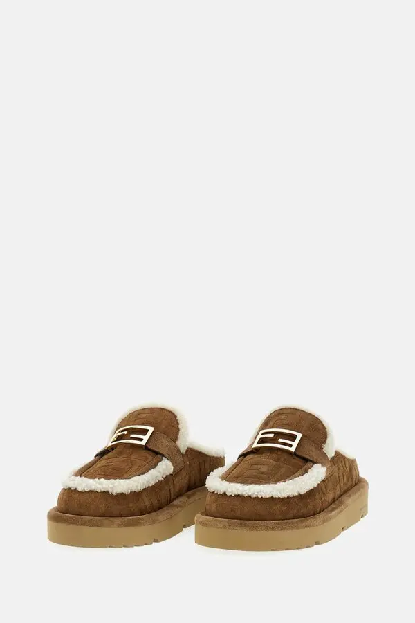 Fendi Suede And Sheepskin Sabots