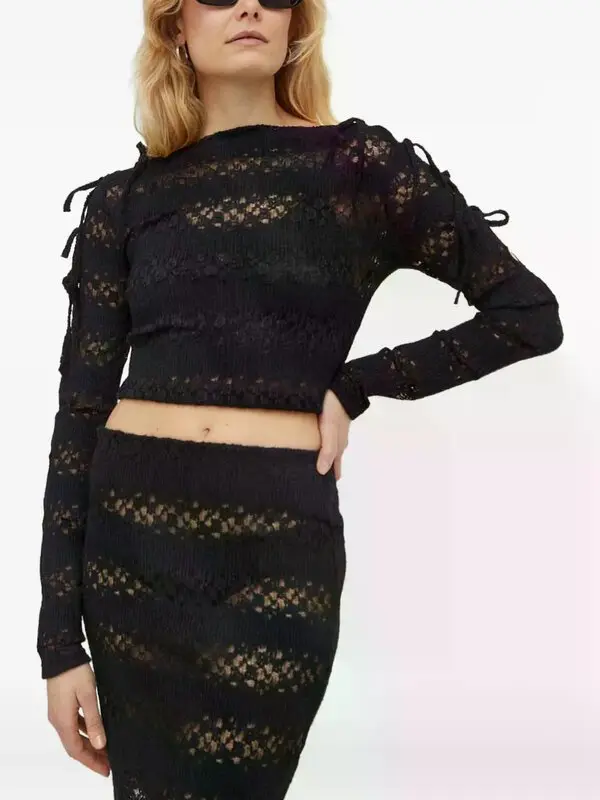 WON HUNDRED Tie-detailed Knit Top - Black