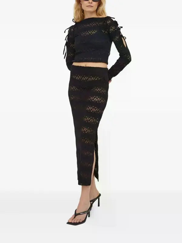 WON HUNDRED Tie-detailed Knit Top - Black