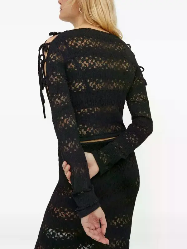 WON HUNDRED Tie-detailed Knit Top - Black