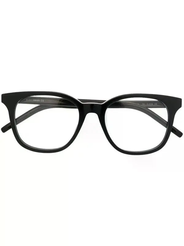 Kenzo Logo-hinge Round Frame Glasses - Black