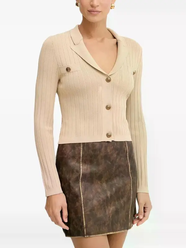 Guess Buttoned Ribbed Knit Cardigan