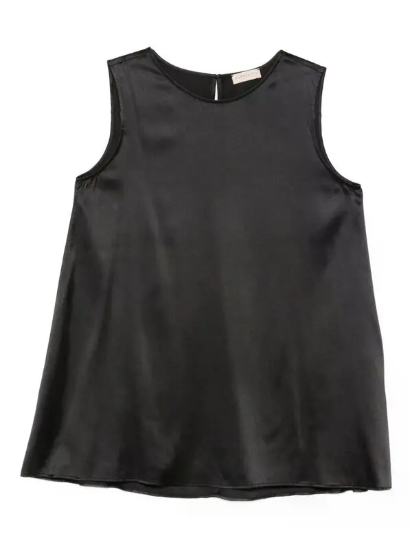 PUROTATTO Crew Neck Sleeveless Top - Black