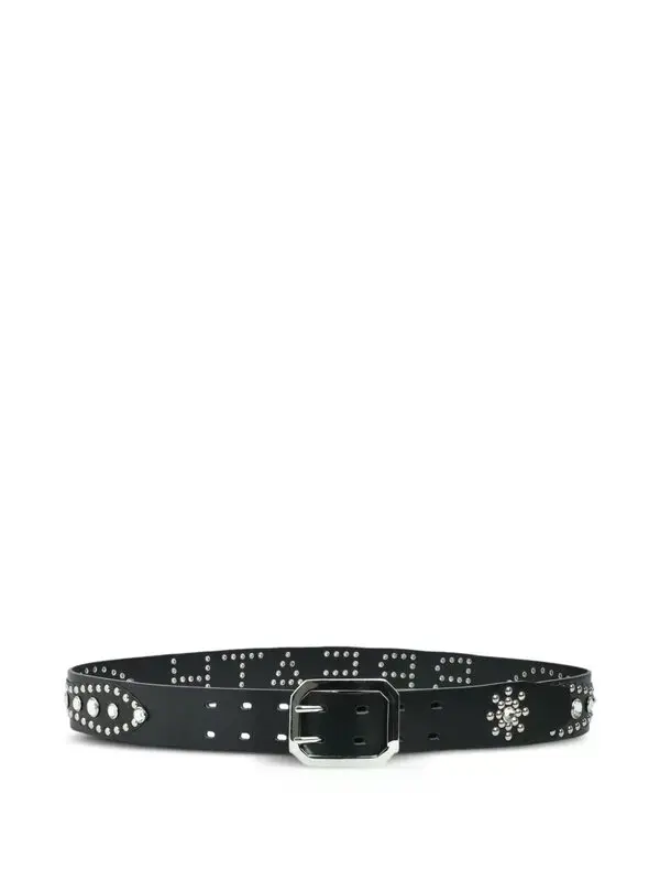 BREATH Studded Leather Belt - Black