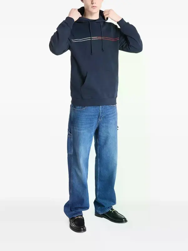 Tommy Hilfiger Logo Cotton Hoodie - Blue