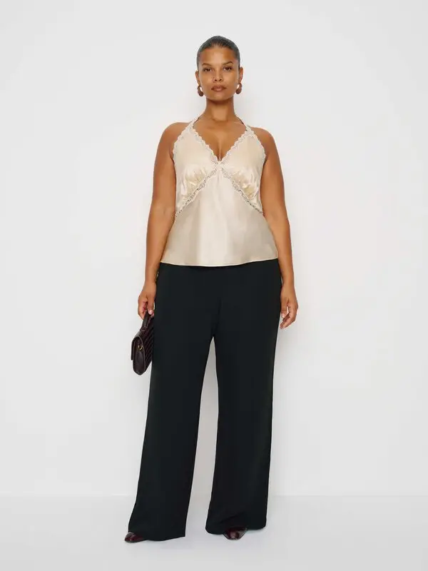 REFORMATION Monica Silk Top Es - Ivory