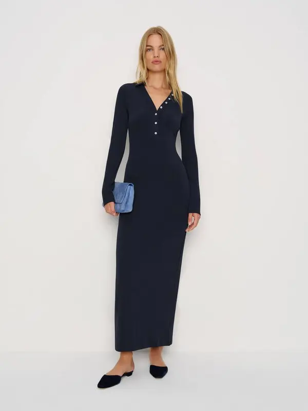REFORMATION Aubrey Knit Maxi Dress - Blue