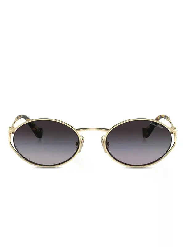 Miu Miu Oval-frame Sunglasses - Gold