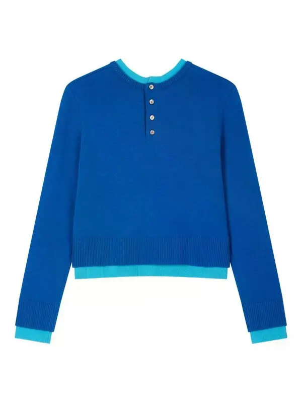 STUDIO TOMBOY Layered Round-neck Sweater - Blue